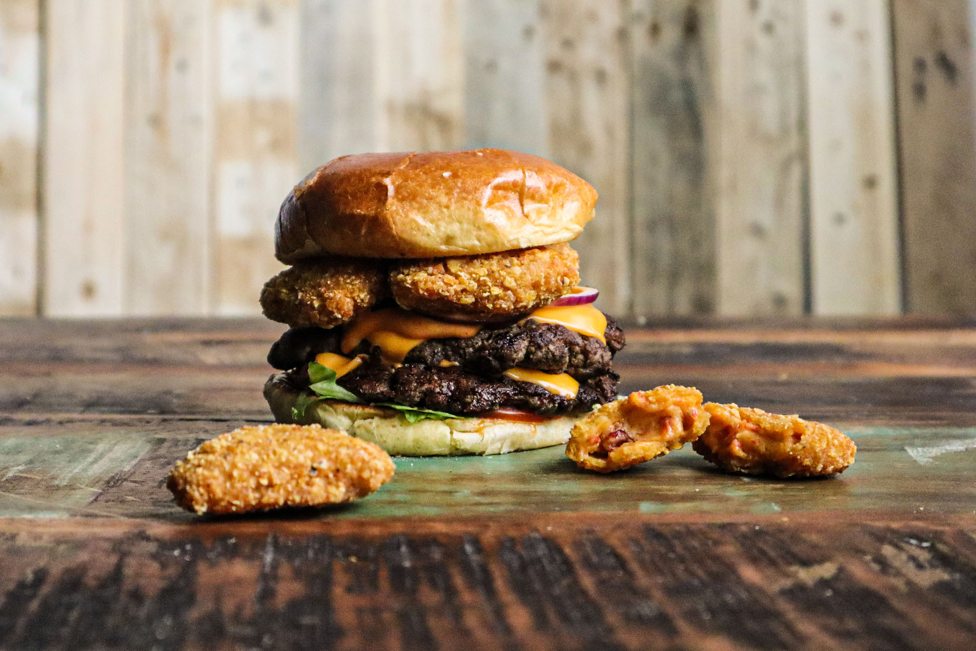 Nacho Cheese Bites Stuffed Smash Burger